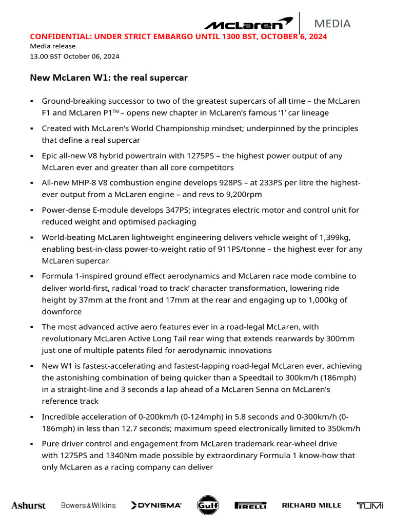 16847 New Mclaren w1 the Real Supercar Eng | PDF | Engines | Formula One