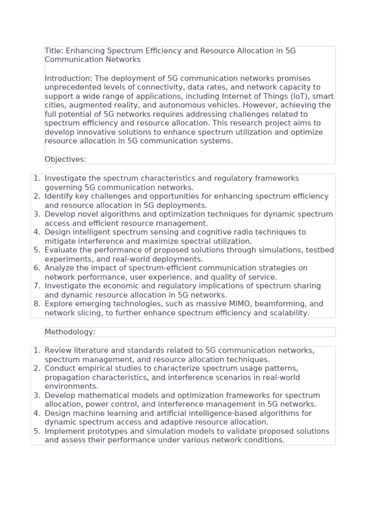 5G Spectrum Efficiency and Resource Allocation | PDF | Internet Of ...