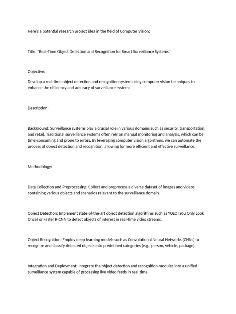 Computer Vision Real Time Object Detection And Recognition For Smart Surveillance Systems Pdf