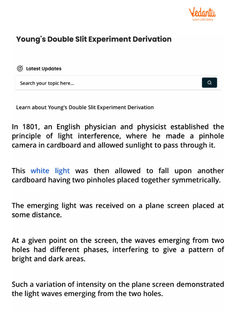 Young's Double Slit Experiment Derivation | PDF