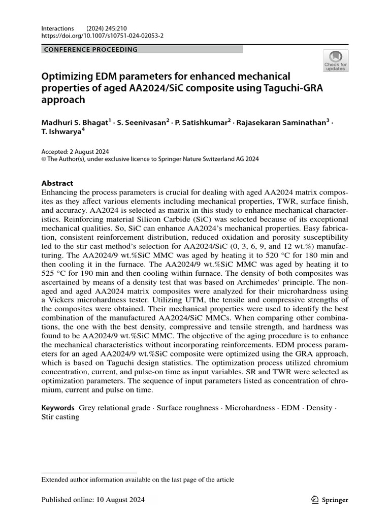 Optimizing EDM Parameters For Enhanced Mechanical Properties of Aged ...