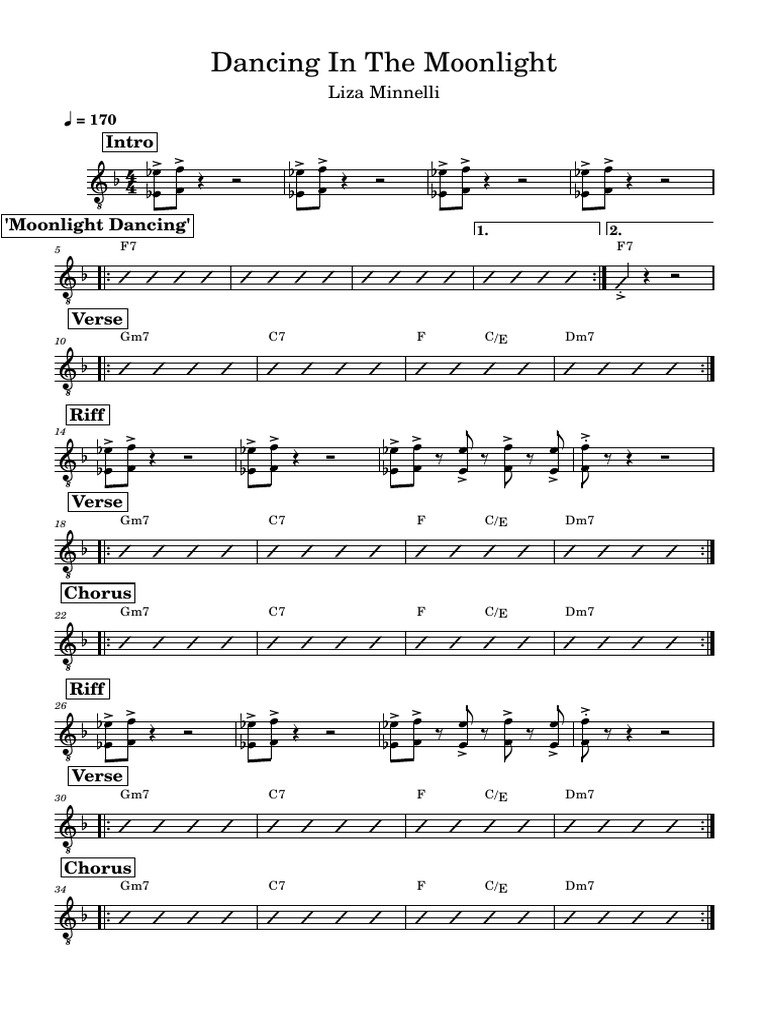 Dancing in The Moonlight - Liza Minnelli (In F) | PDF