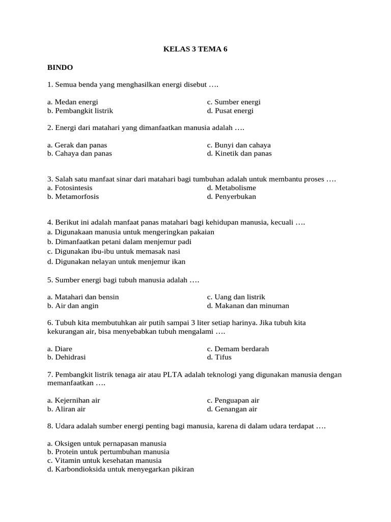 Kelas 3 Tema 6 | PDF