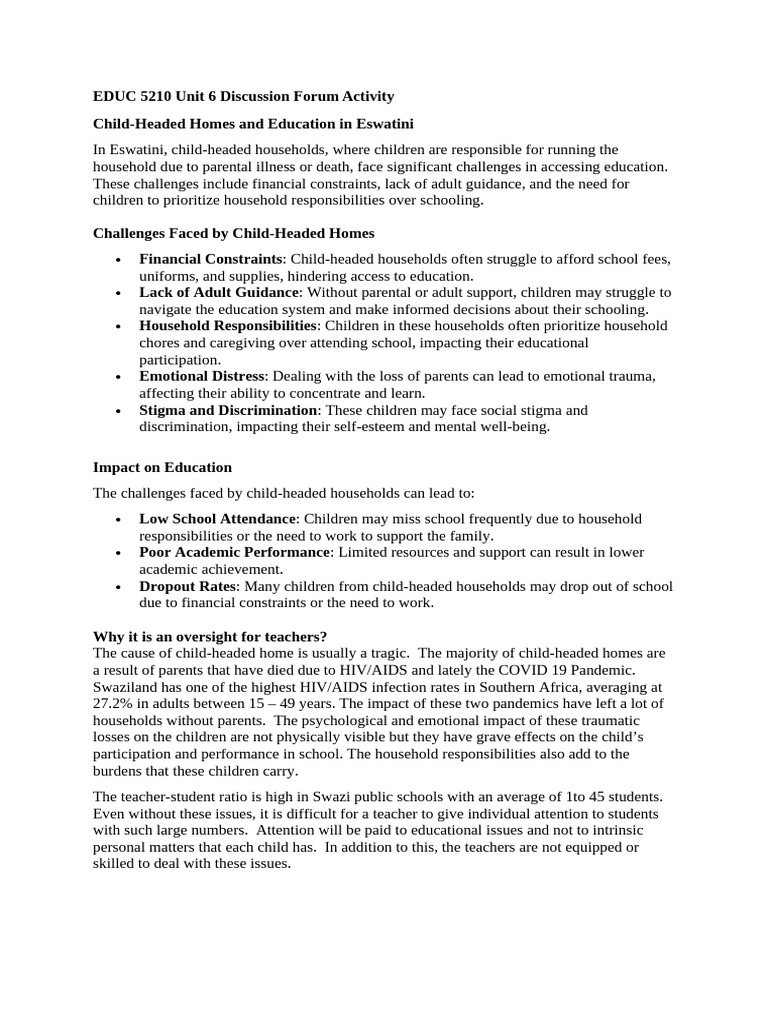 EDUC 5210 Unit 6 Discussion Forum Activity | PDF | Teachers | Mentorship