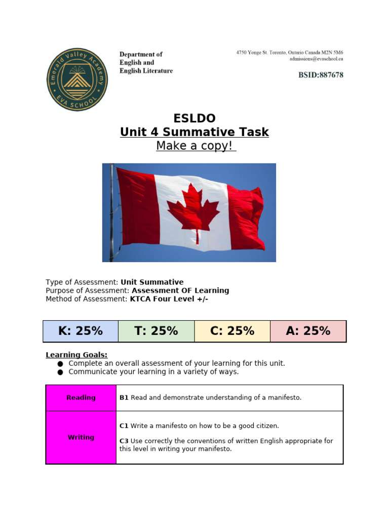 ESLDO Unit 4 Summative Task_.Docx David Yao | PDF | Sustainability ...