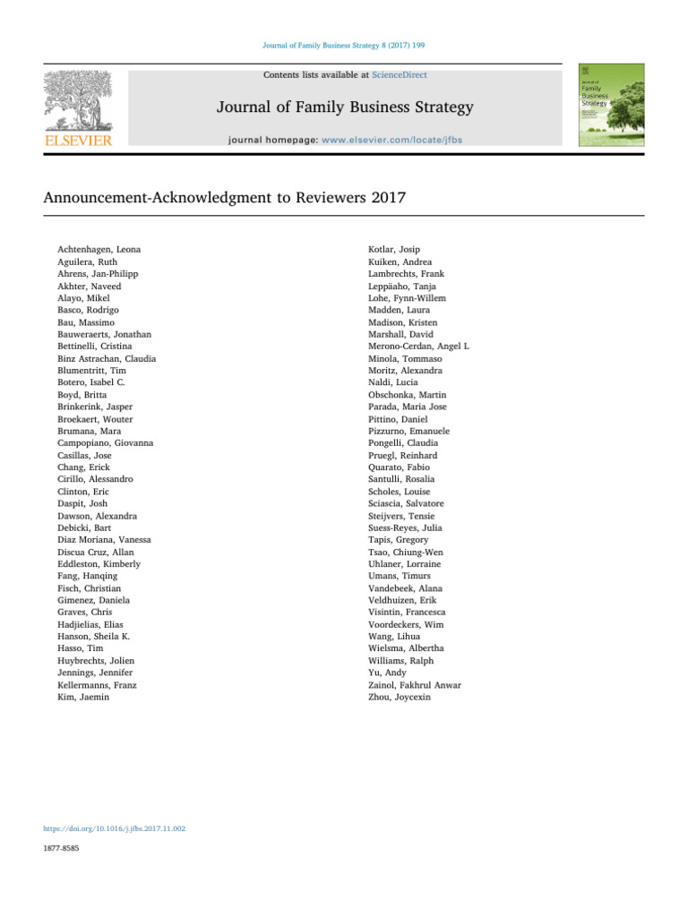 Acknowledgment of 2017 Reviewers | PDF