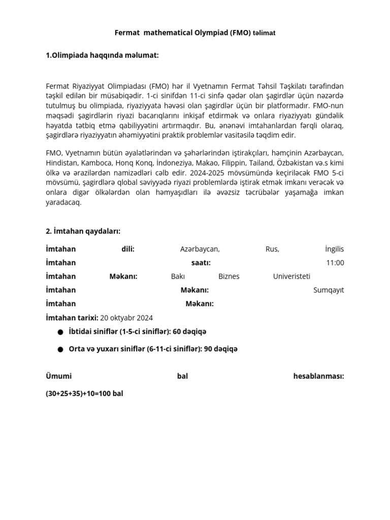 FMO Təlimat 2025 | PDF