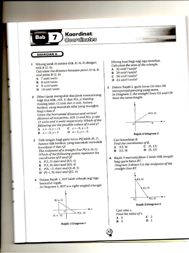 MATH FORM 2 BAB 7 LATIHAN KOORDINAT PART 1 | PDF