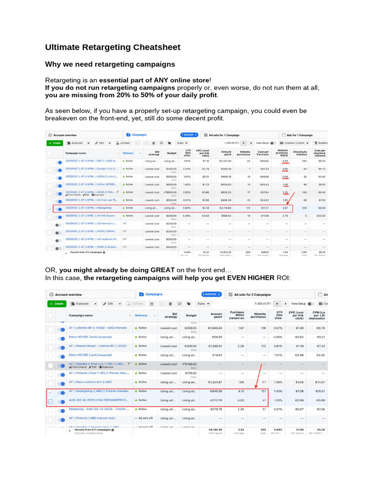 08-Mate Retargeting Cheatsheet | PDF | Facebook | Mass Media