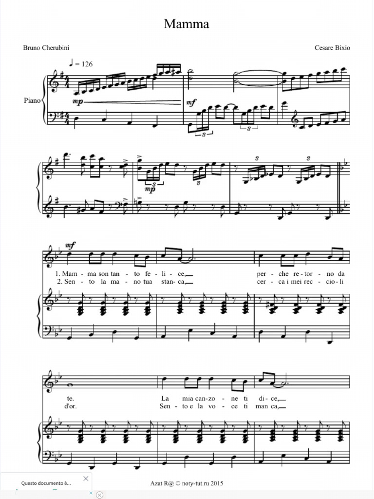 MAMMA PIANO E VOCE | PDF