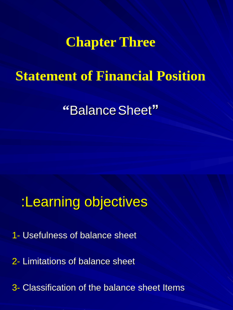 Chapter Three Balance Sheet | PDF | Balance Sheet | Equity (Finance)