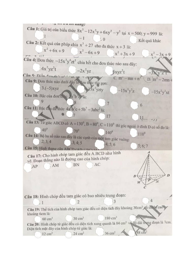 Toán Gi A Kì 8 T NG H P Cô Thanh | PDF