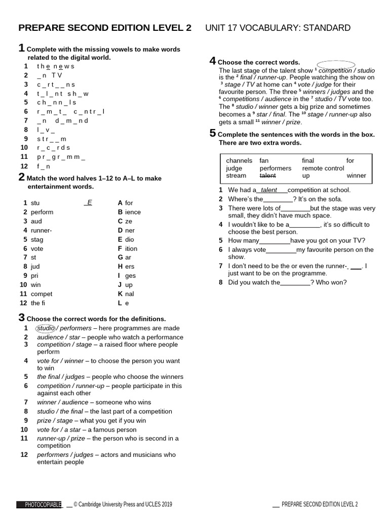Digital World Vocabulary Exercises | PDF | Languages | Foreign Language Studies