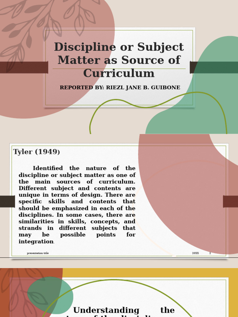 Discipline or Subject Matter as Source of Curriculum | PDF | Curriculum