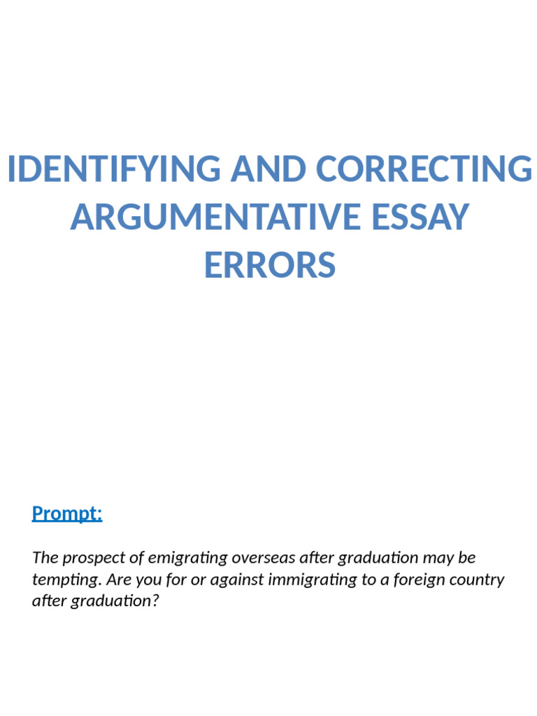 Argumentative Essay Errors | PDF | Immigration | Essays
