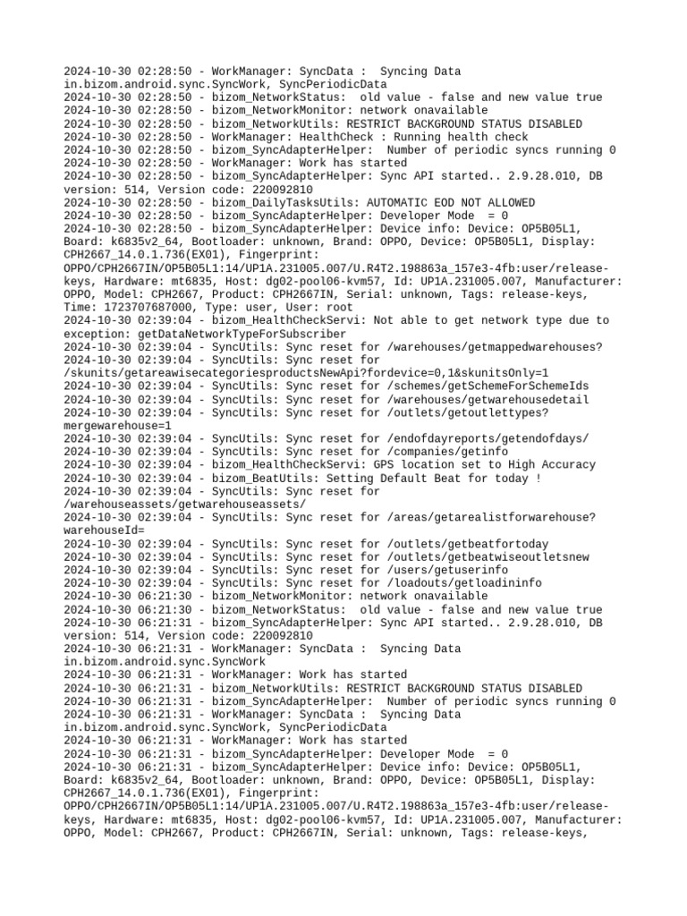 Bizom Data Sync and API Logs | PDF | Java (Programming Language) | Computing