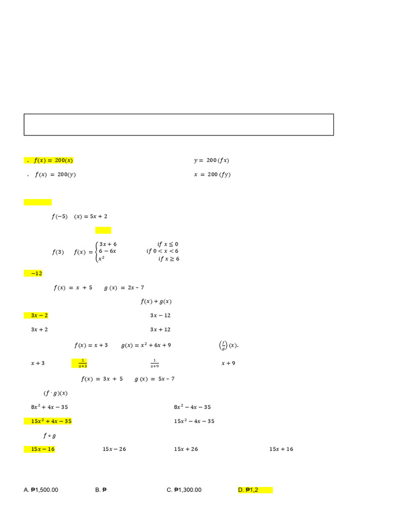 GenMath Summative Test Answer Key | PDF