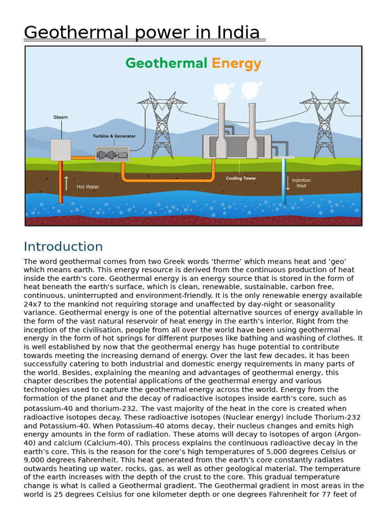 Geothermal Power in India | PDF | Geothermal Energy | Power Station