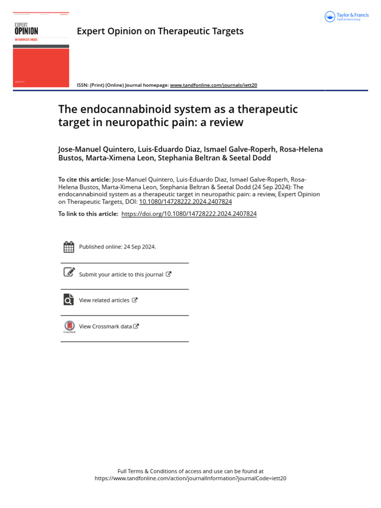 Endocannabinoid System in Neuropathic Pain | PDF | Neurochemistry ...