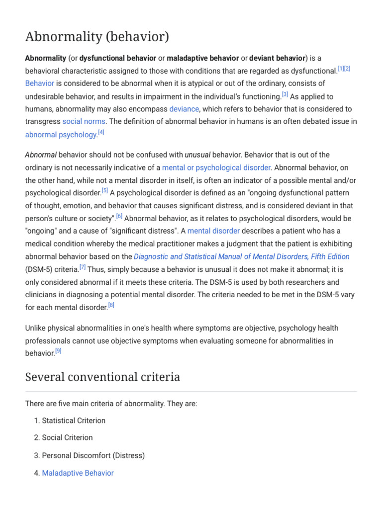 Abnormality (Behavior) - Wikipedia | PDF | Human Diseases And Disorders ...