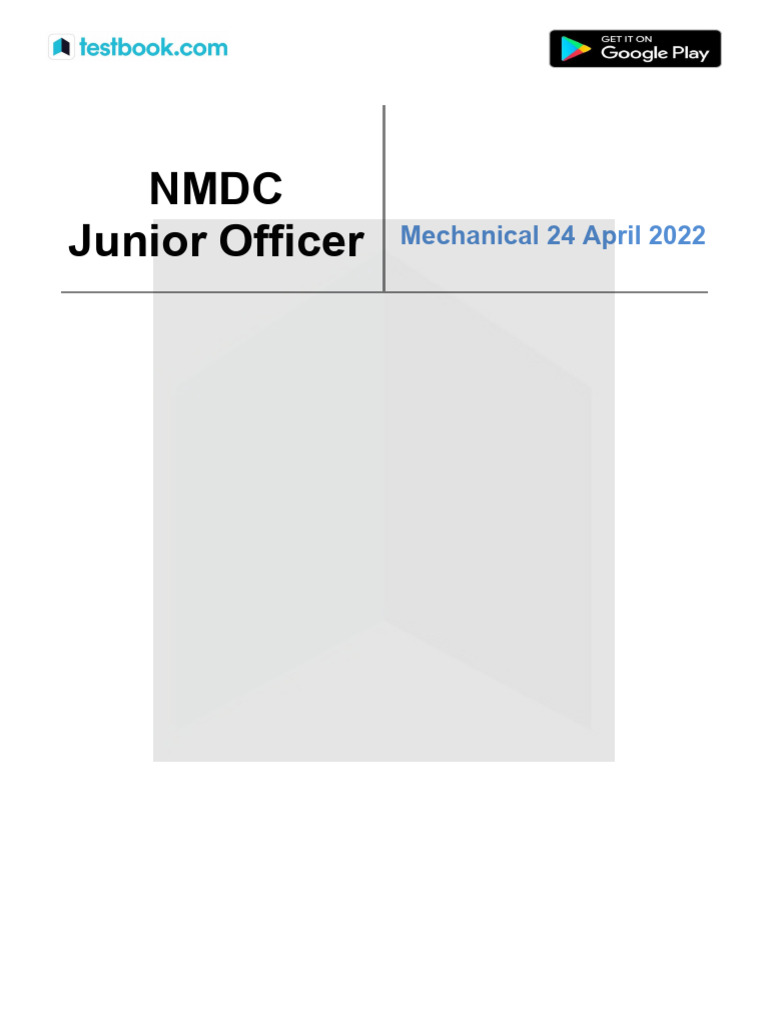 NMDC Junior Officer Mechanical 24 April 2022 (English) | PDF