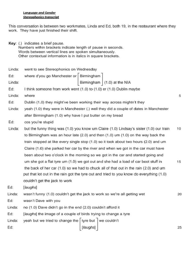 9b. Stereophonics Transcript | PDF | Language Arts & Discipline
