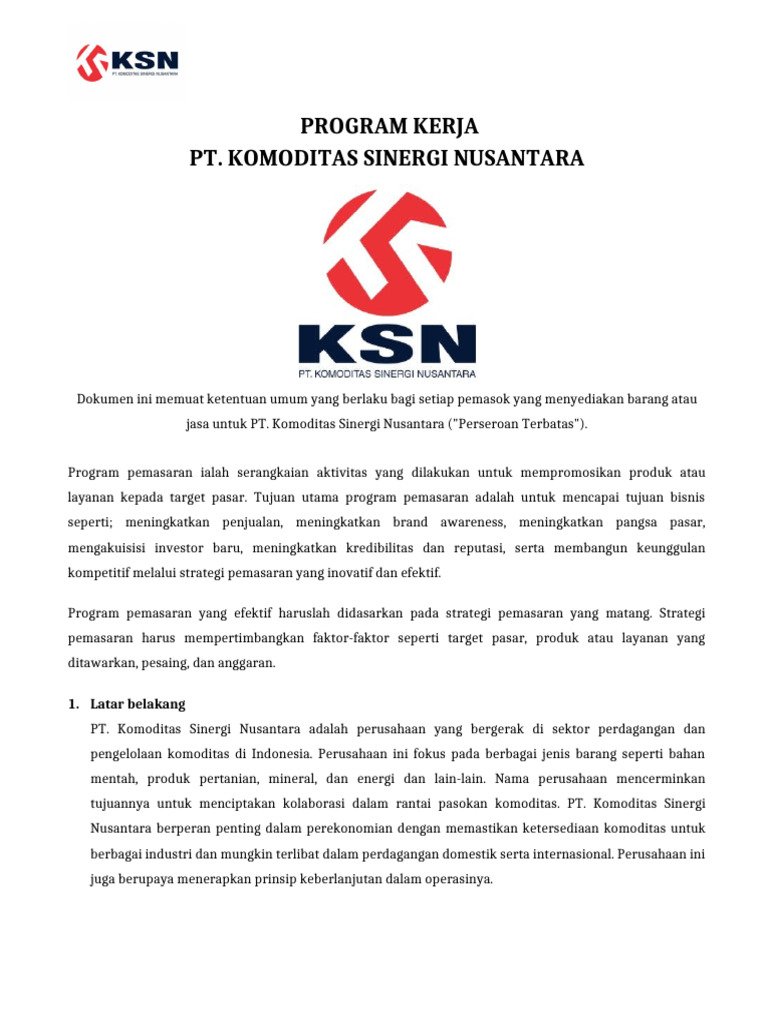 Draft PROGRAM KERJA | PDF