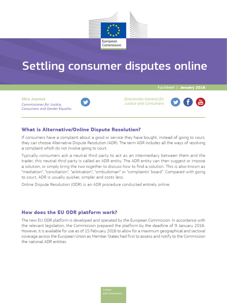 Settling Consumer Disputes Online | PDF | Alternative Dispute ...