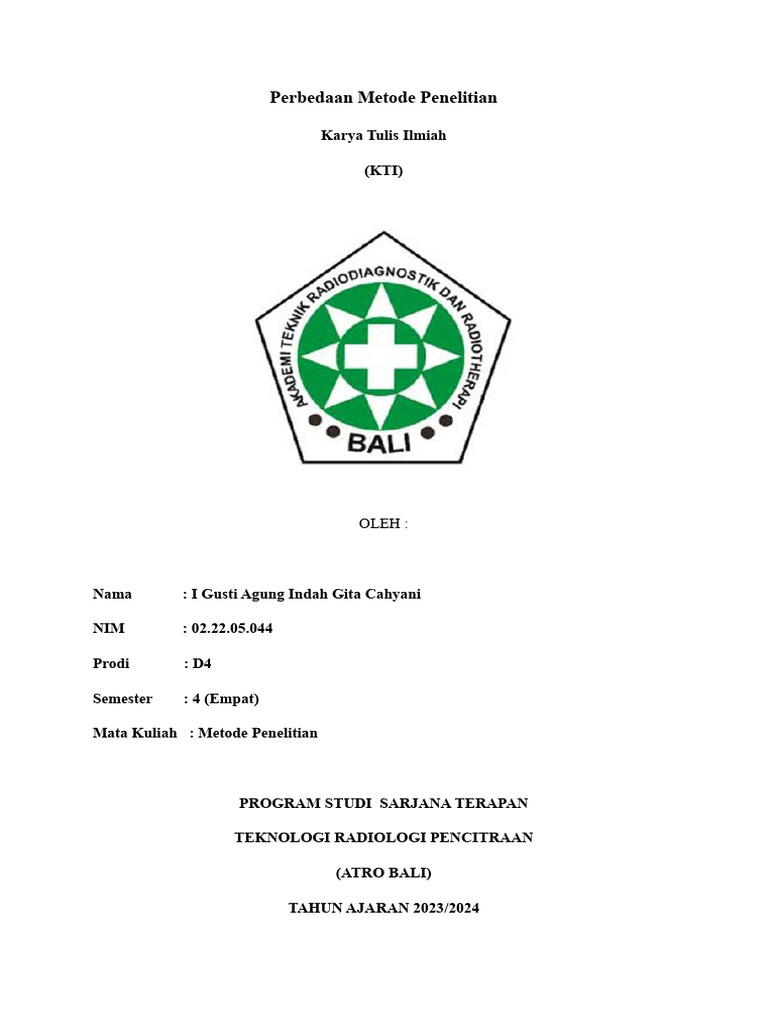 I Gusti Agung Indah Gita Cahyani - Perbedaan Metode Penelitian | PDF