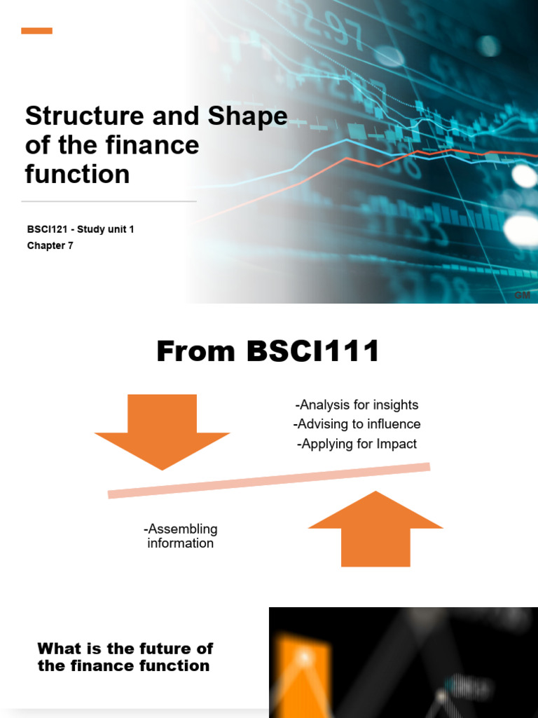 Structure and Shape of The Finance Function: BSCI121 - Study Unit 1 ...