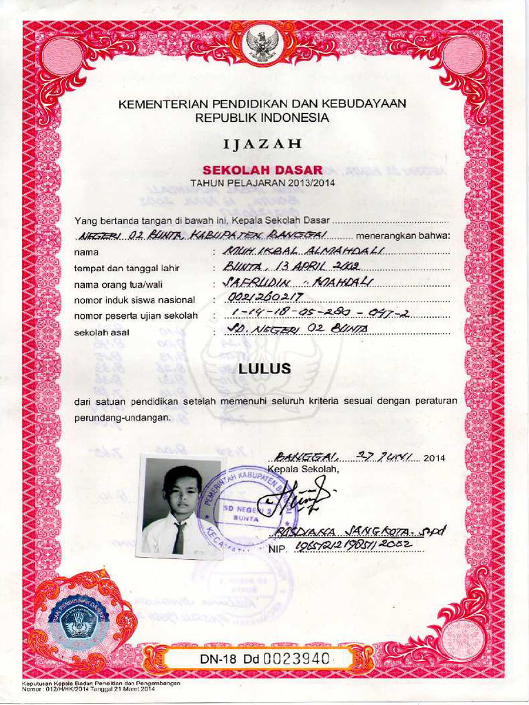 IJAZAH SD | PDF