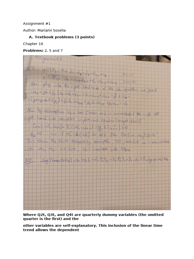 Econometrics Iii Hw 1 Pdf Linear Regression Errors And Residuals