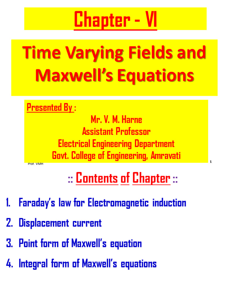 Chapter - VI Time Varying Fields and Maxwell's Equations | PDF