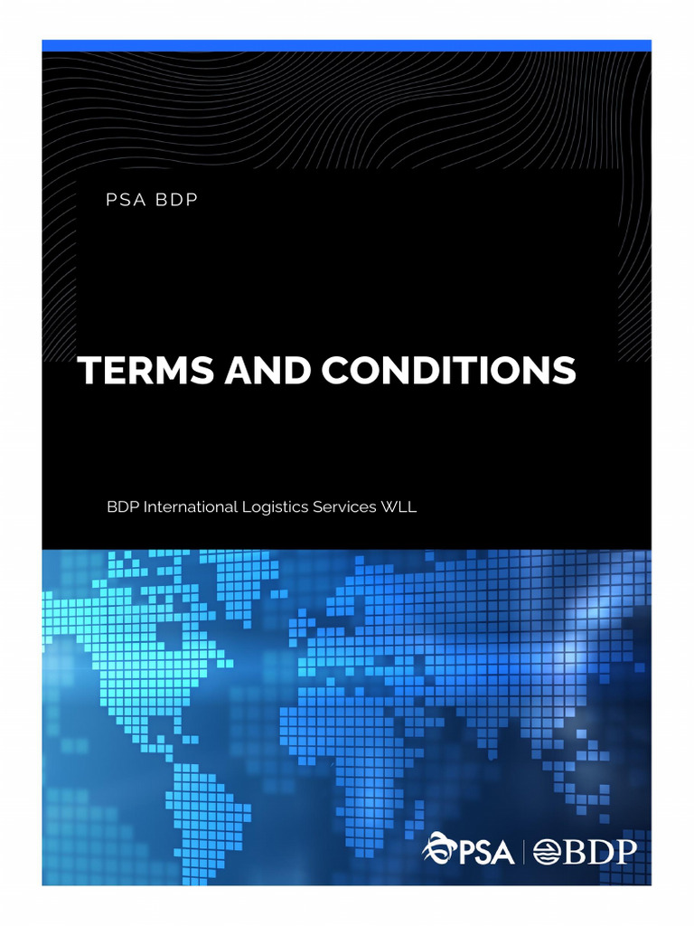 PSA BDP Terms & Conditions | PDF | Indemnity | Legal Liability