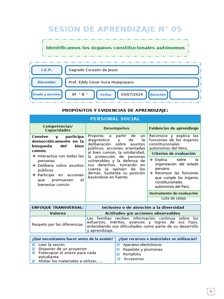 Sesiones de Aprendizaje - Semana 2 - UD V - Editora Quipus Perú | PDF | Evaluación | Aprendizaje