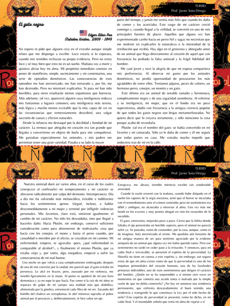 Edgar Allan Poe El Gato Negro Pdf Gatos Edgar Allan Poe