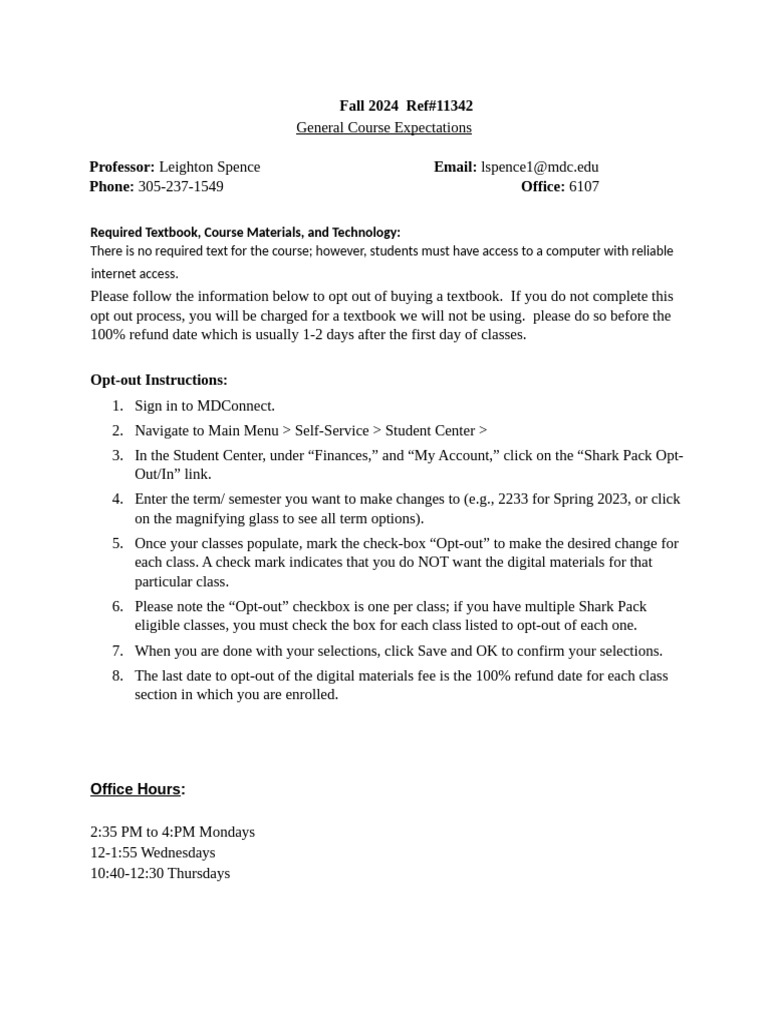 MDC ENC 1101 Course and Shark Pack Opt-Out | PDF | Academic Dishonesty ...