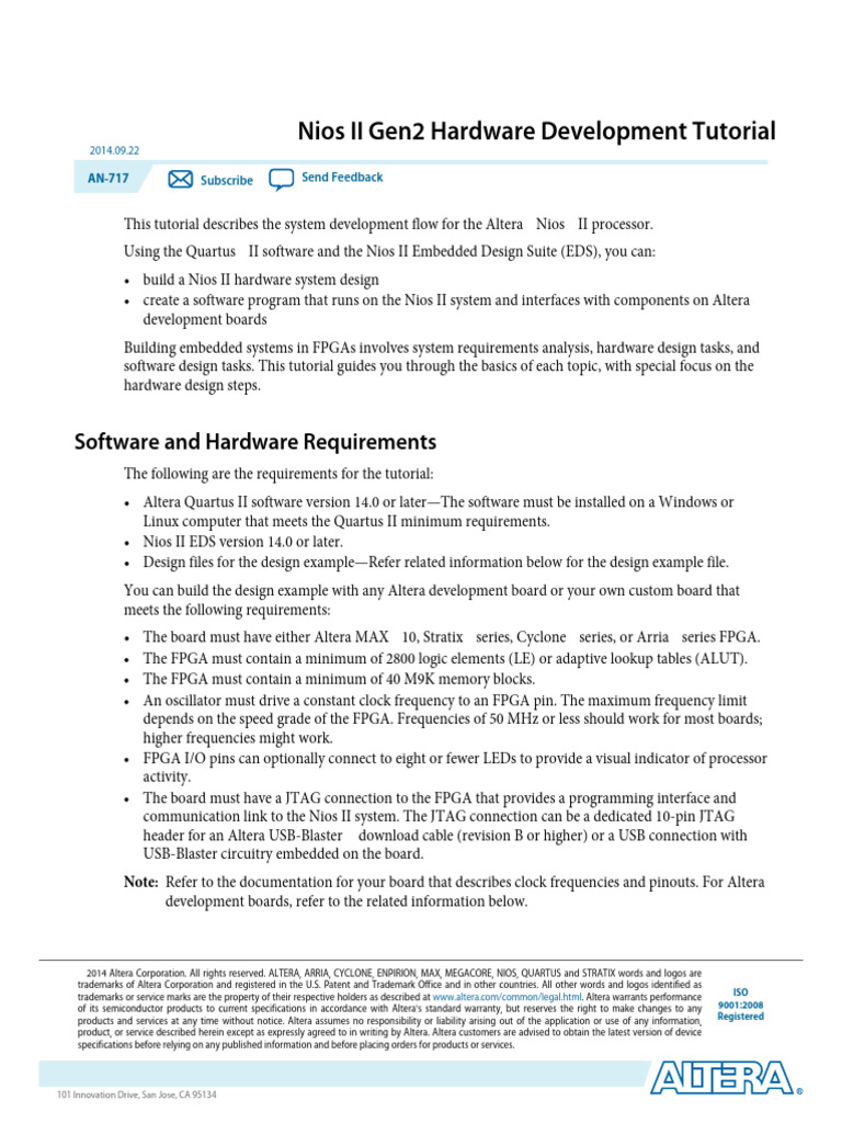 Nios II Gen2 Hardware Development Tutorial | PDF | Field Programmable ... Nios II Gen2 Hardware Development Tutorial | PDF | Field Programmable ...