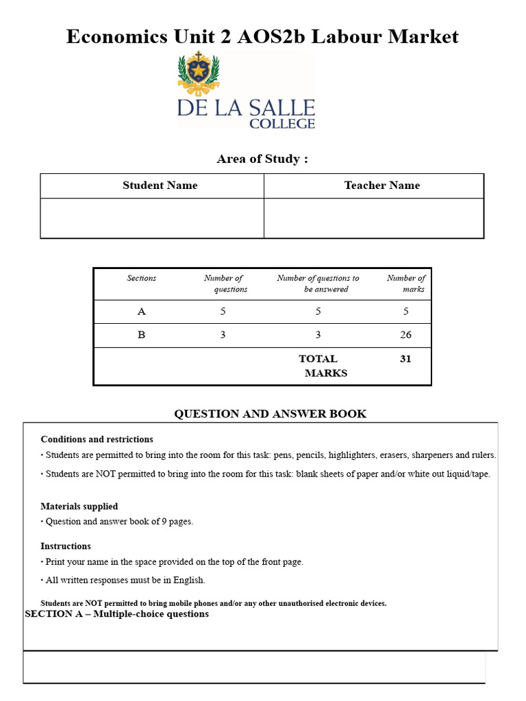 Labour Market Economics Study Guide | PDF | Unemployment | Labour Economics