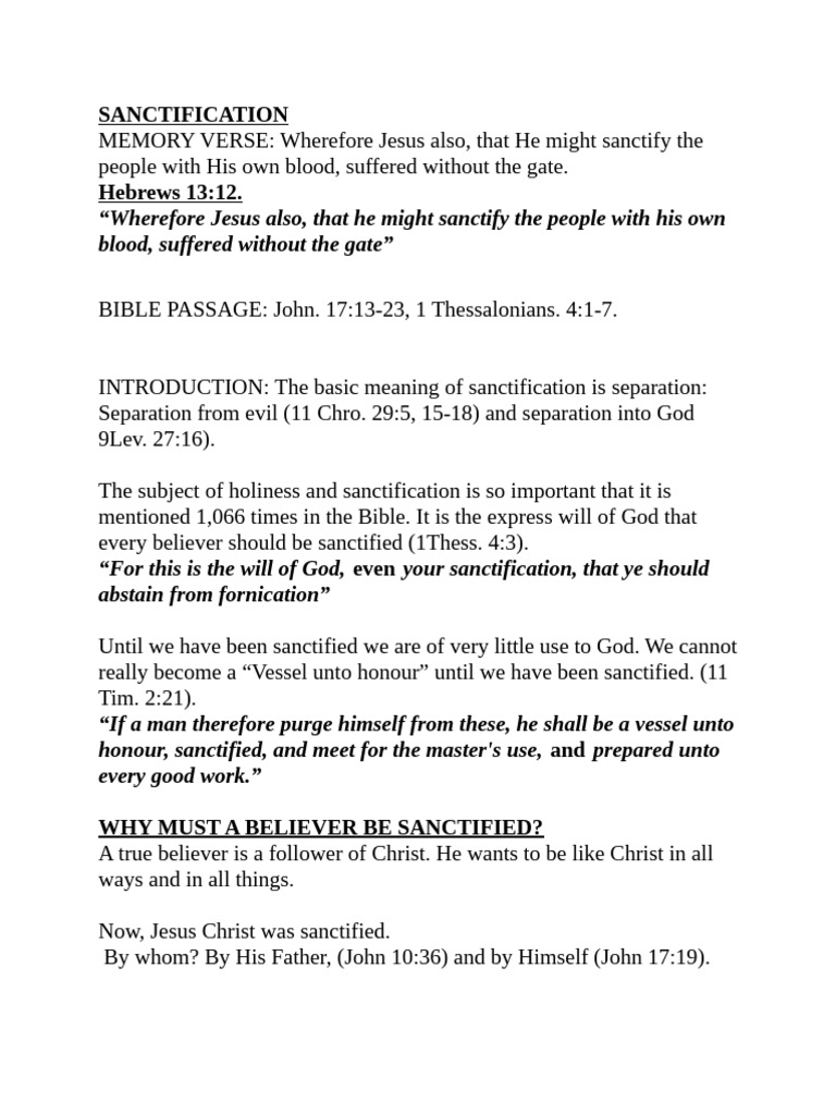 Sanctification Pdf Systematic Theology Religious Belief And Doctrine