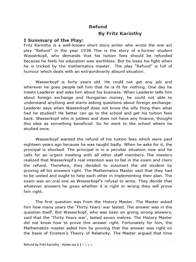 Refund Play Notes | PDF | Multiple Choice