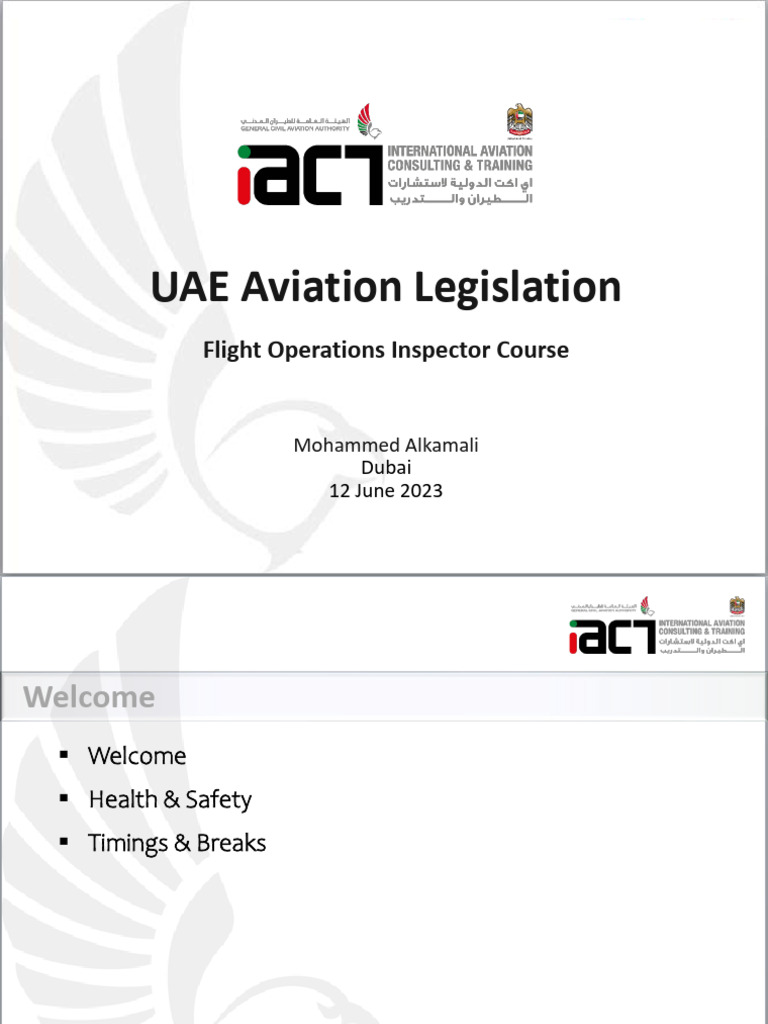 Iact UAE Aviation Legislation - FOI Course 12 Jun 2023 - MK 20230612 ...