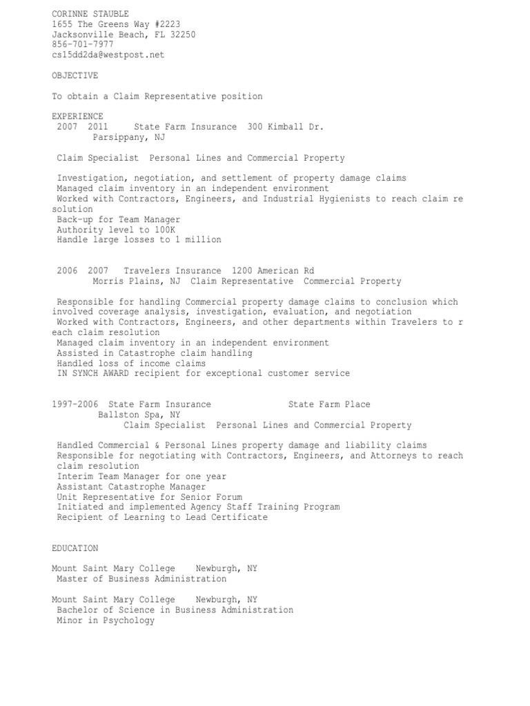 Claims Representative | PDF