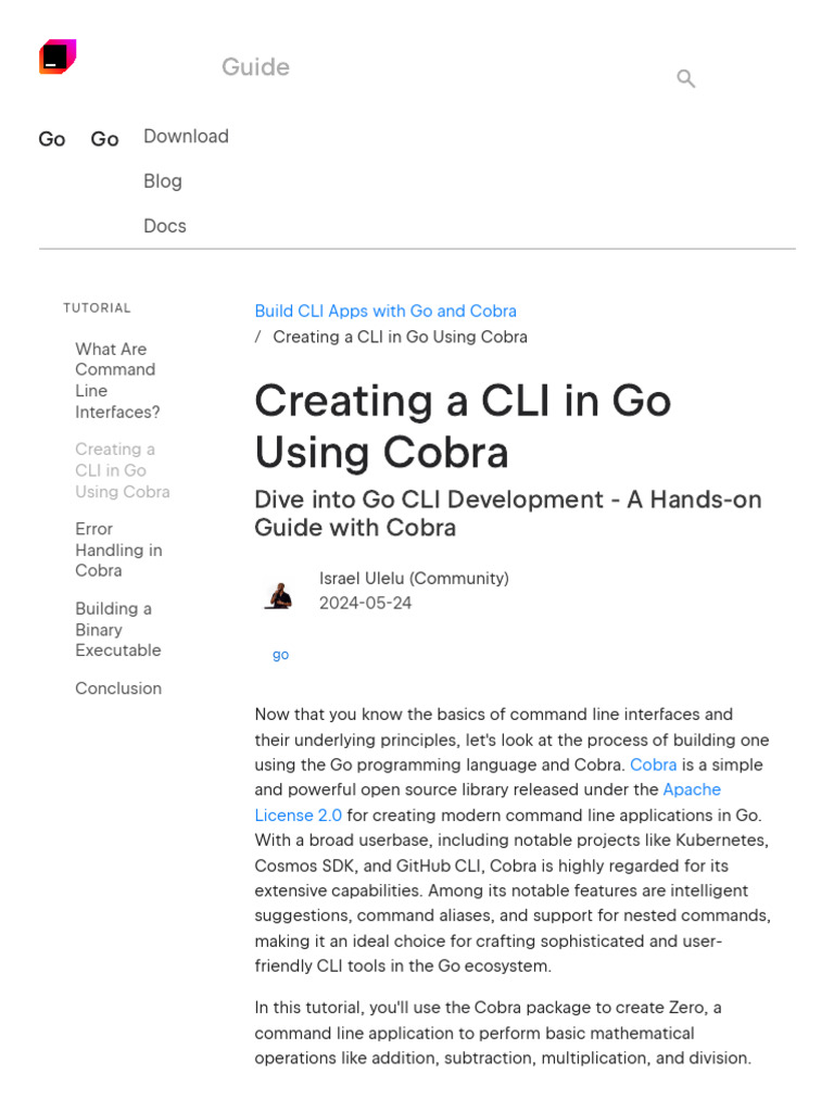 Creating A Cli In Go Using Cobra Jetbrains Guide Pdf Command Line Interface Computer
