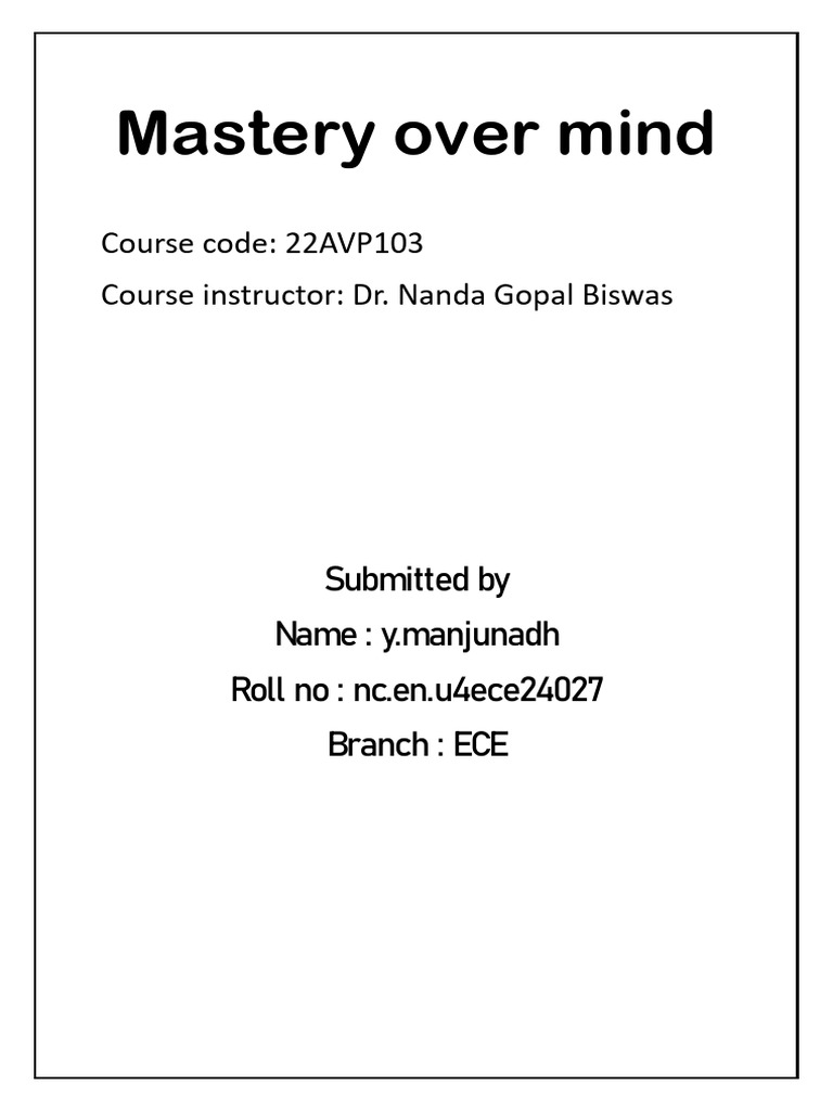 Vedanga Mastery Over Mind | PDF