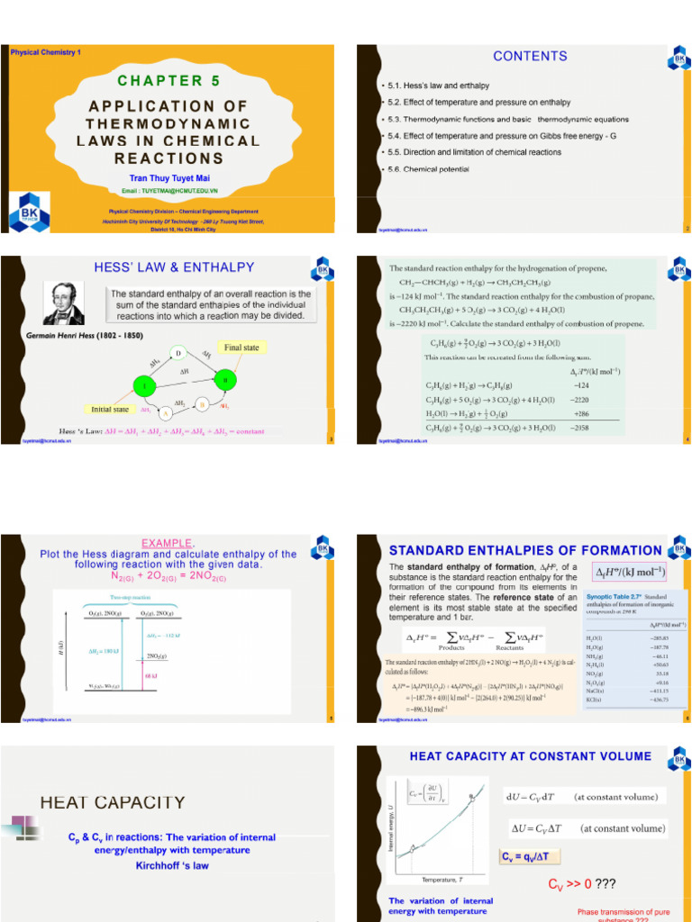 Chapter 5- Application of Thermodynamic Laws in Chemical Reactions-4P | PDF