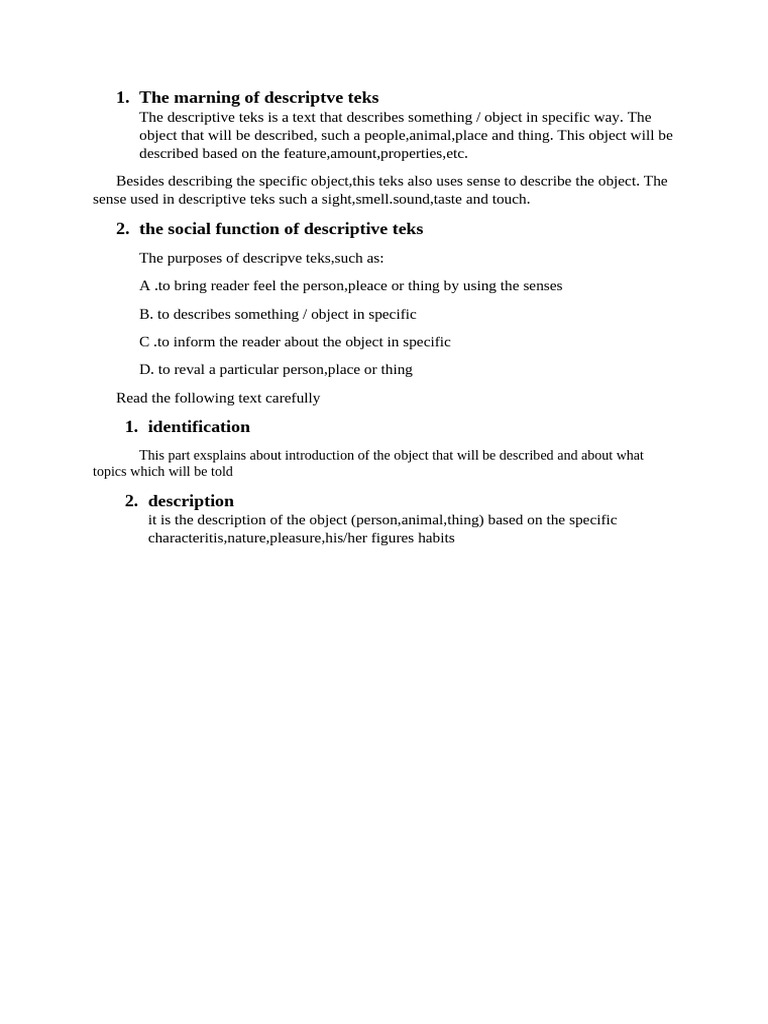 descriptive teks | PDF