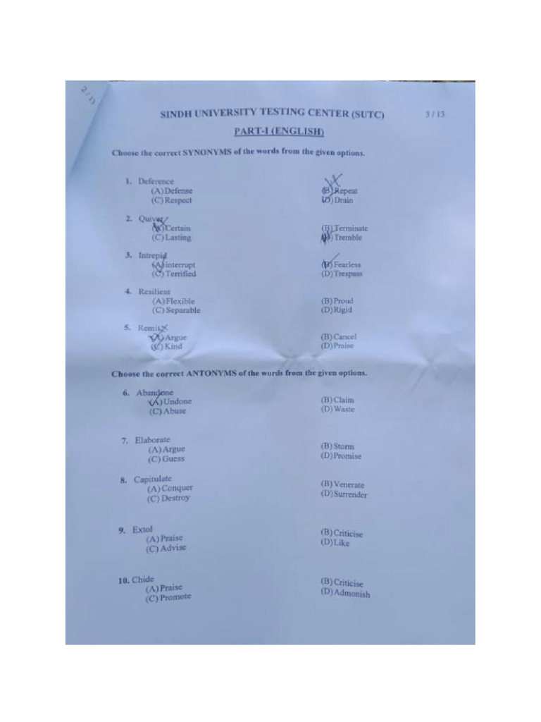 Entry Test Questions - 30!10!2021 | PDF