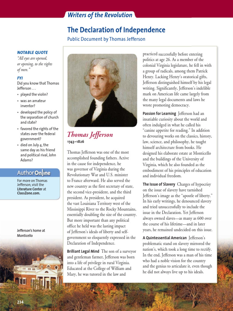 Jefferson's Declaration of Independence | PDF | Thomas Jefferson ...