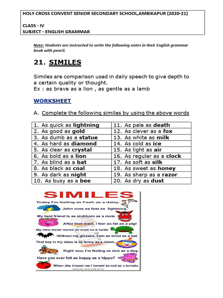 20 simile class 4 | PDF